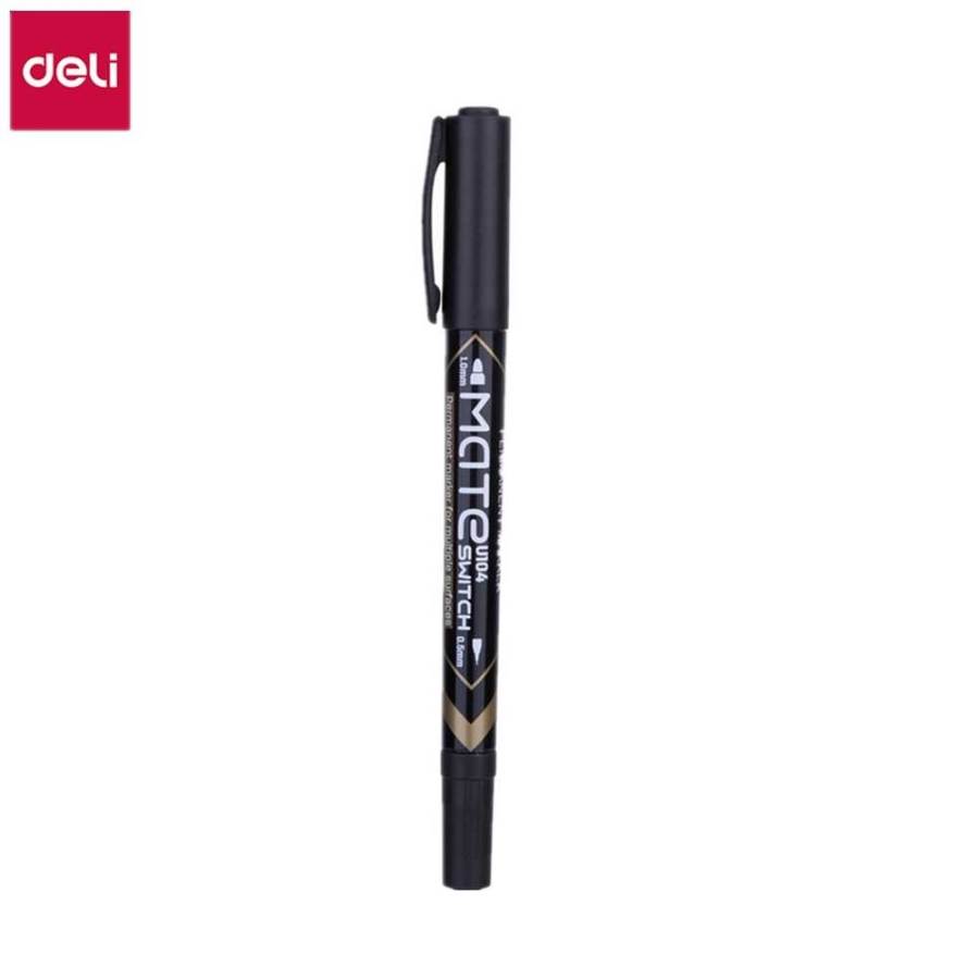 Deli Mate Permanent marker BLACK color 2 side - 1pcs