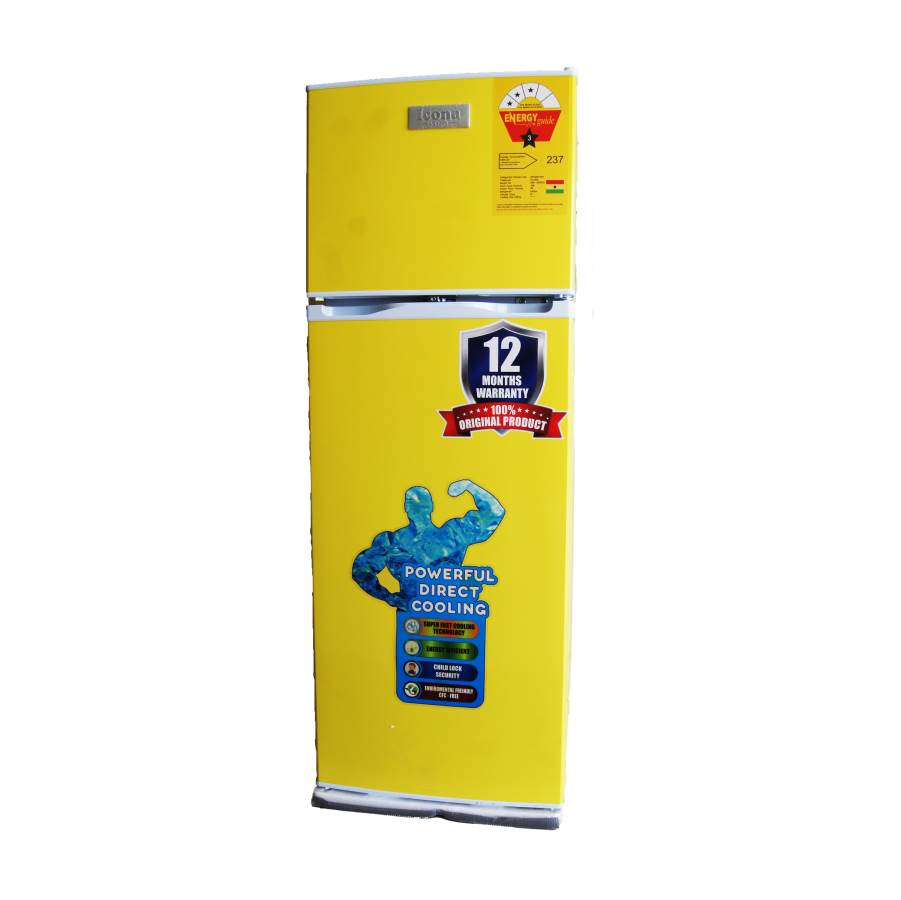 ICONA REFRIGERATOR DOUBLE DOOR 148L-YELLOW-ILRF-150DDA